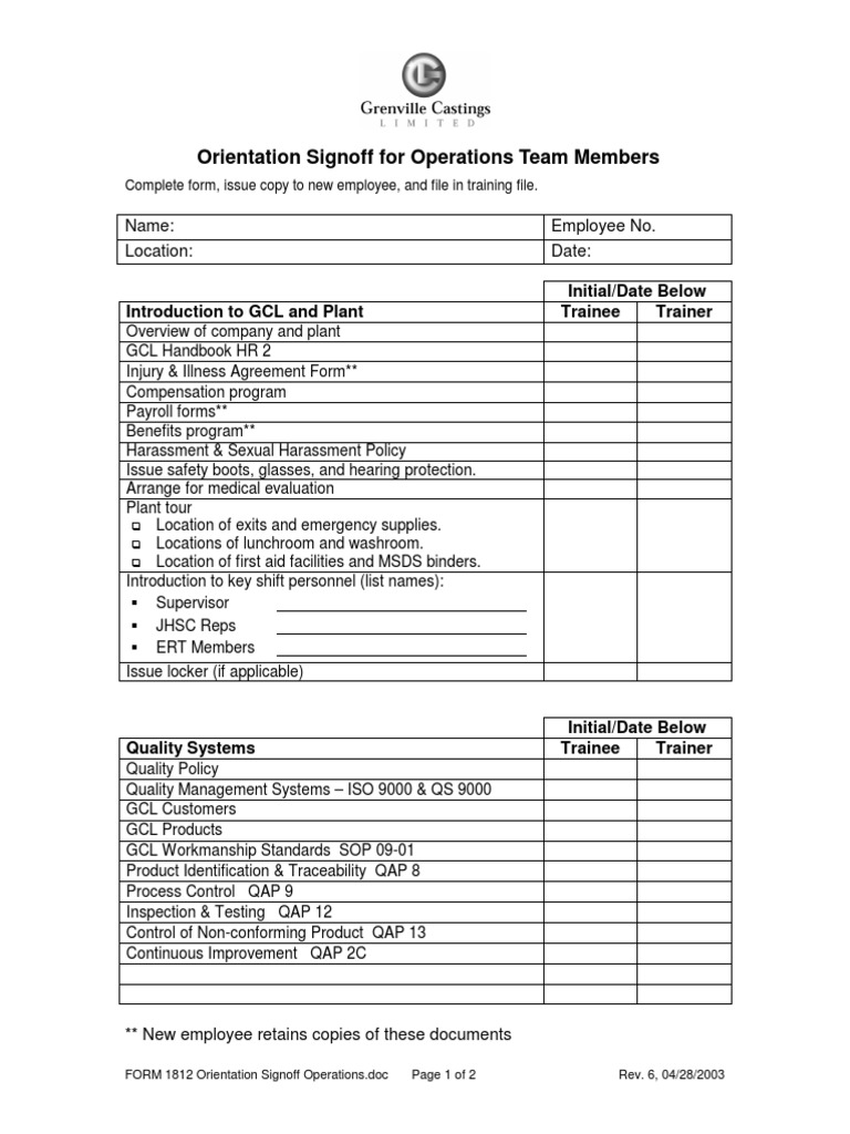 Orientation Sign Off | PDF | Safety | Prevention
