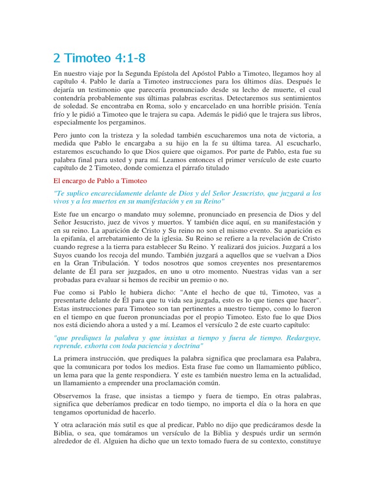 2 Timoteo 4-1 Al 8 | PDF