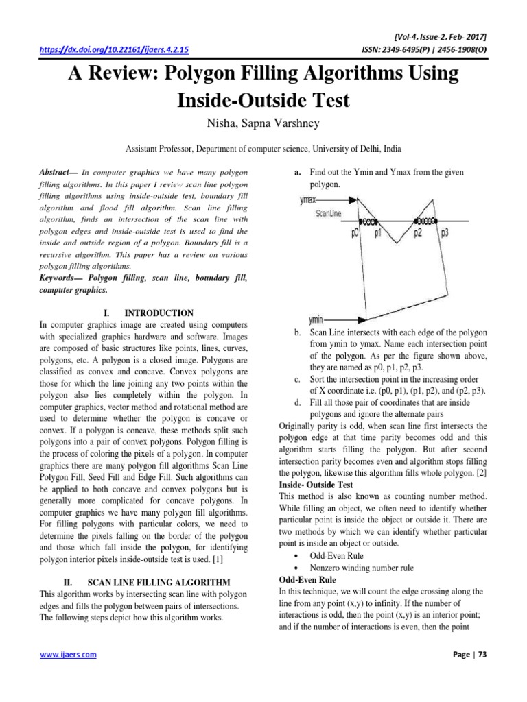 A Review Polygon Filling Algorithms Using Inside-Outside Test PDF | PDF ...