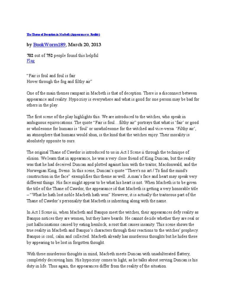 The Theme of Deception in Macbeth | Macbeth | Shakespearean Tragedies