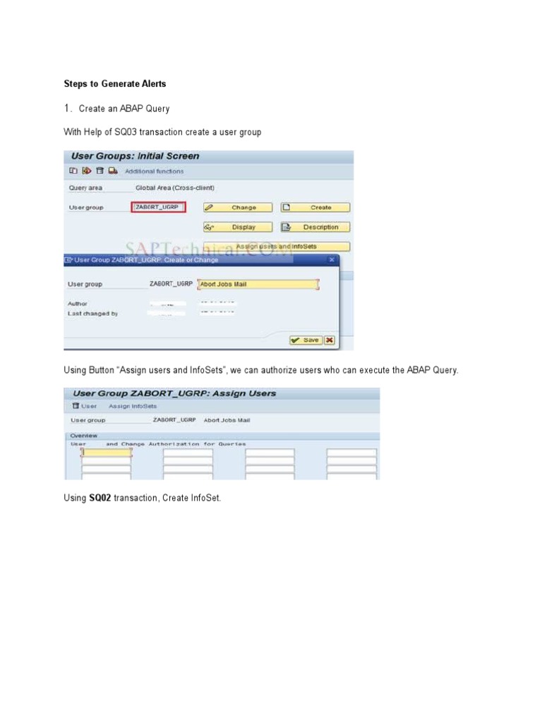 Create An ABAP Query With Help of SQ03 Transaction Create A User Group ...