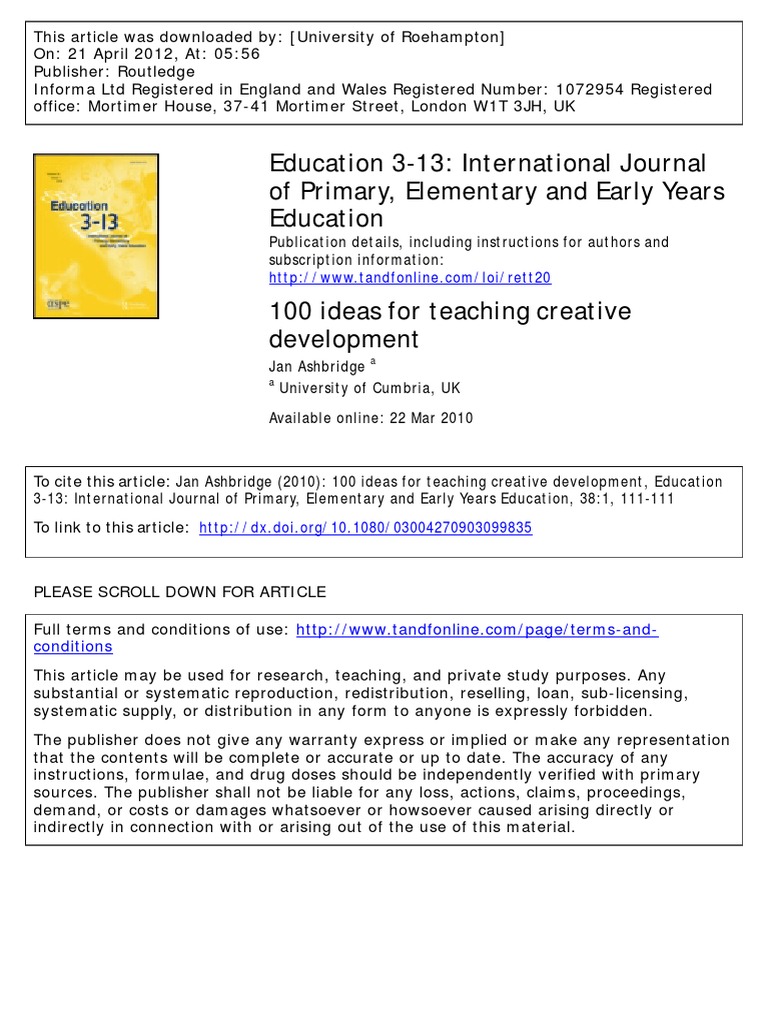 100 Ideas For Teaching Creative | PDF | Thought | Curriculum