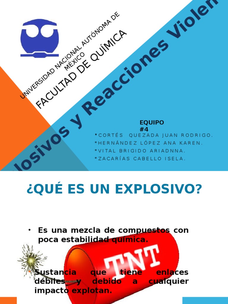 Explosivos y Reacciones Violentas Definitiva | Material explosivo ...