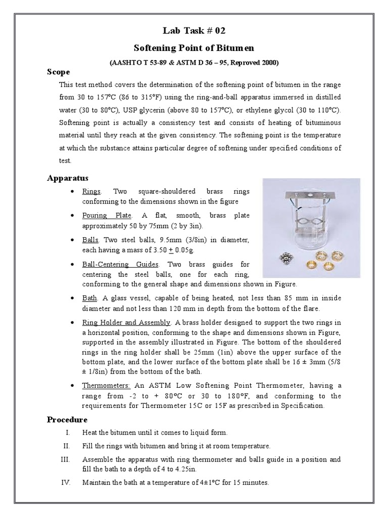 Determining the Softening Point of Bitumen Using the Ring-and-Ball Test ...