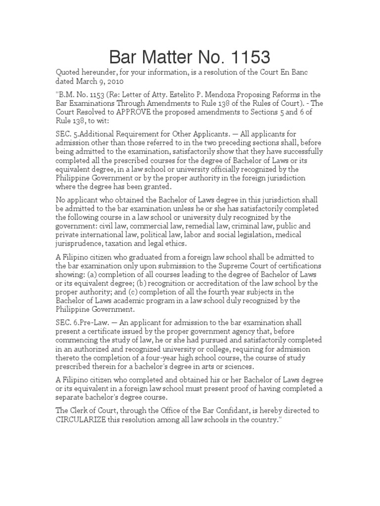 Bar Matter No. 1153 | PDF