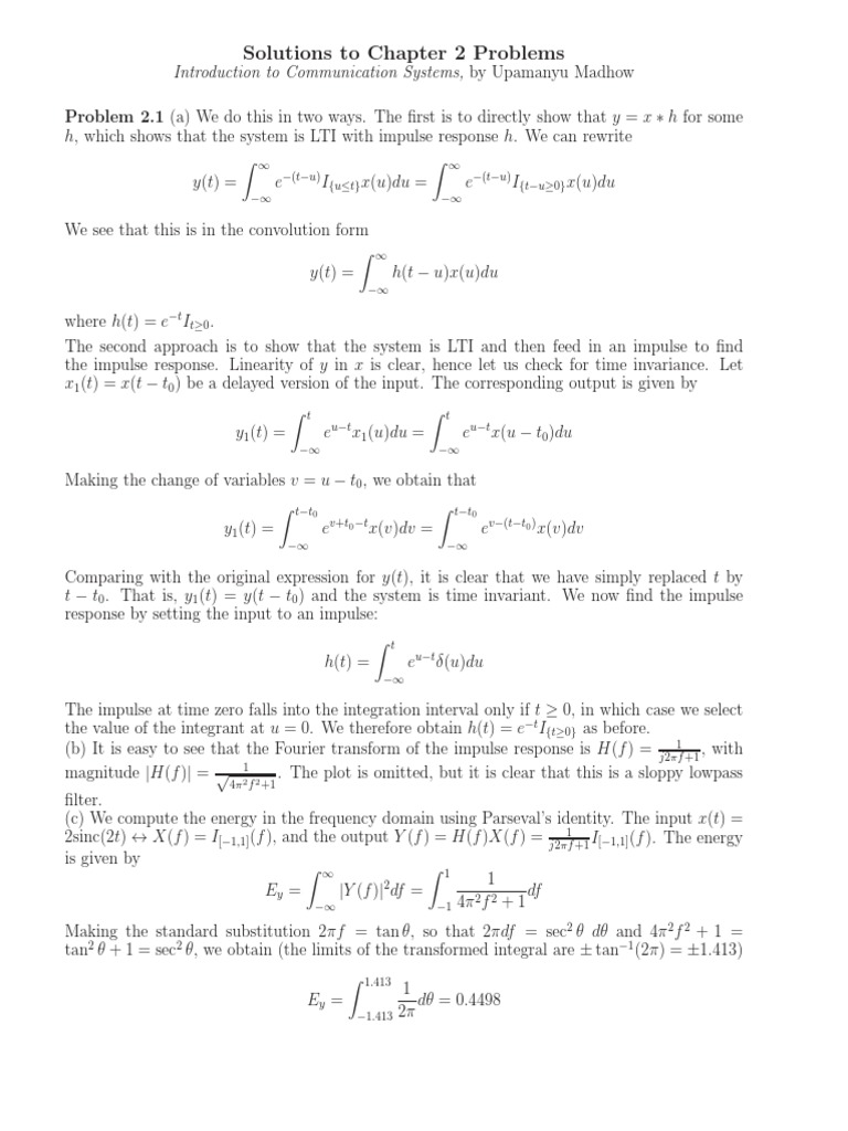 Solutions to Chapter 2 Problems: Introduction to Communication Systems ...