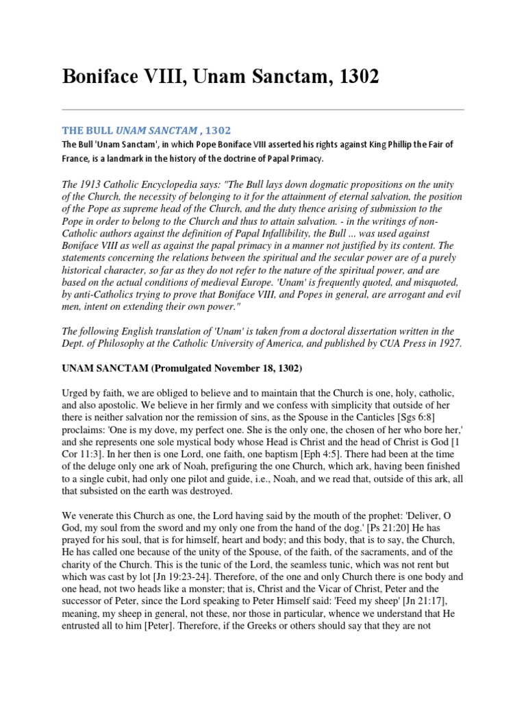 unam_sanctam.pdf | Pope | Catholic Church