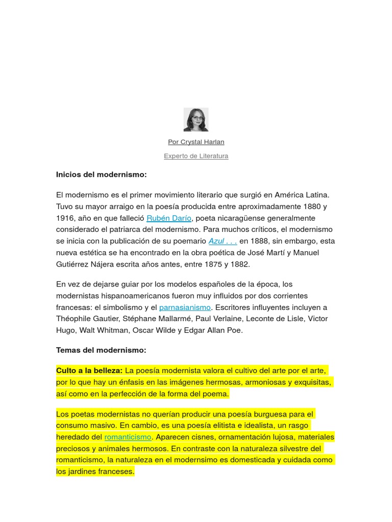 El Modernismo Literario Hispanoamericano