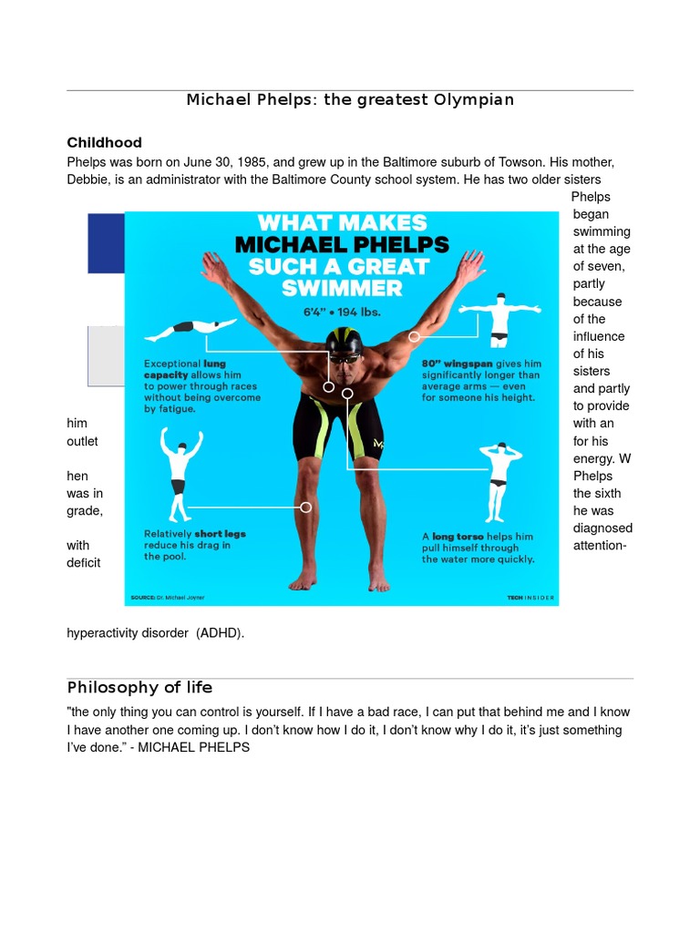 Michael Phelps: The Greatest Olympian: Childhood | PDF | Swimming
