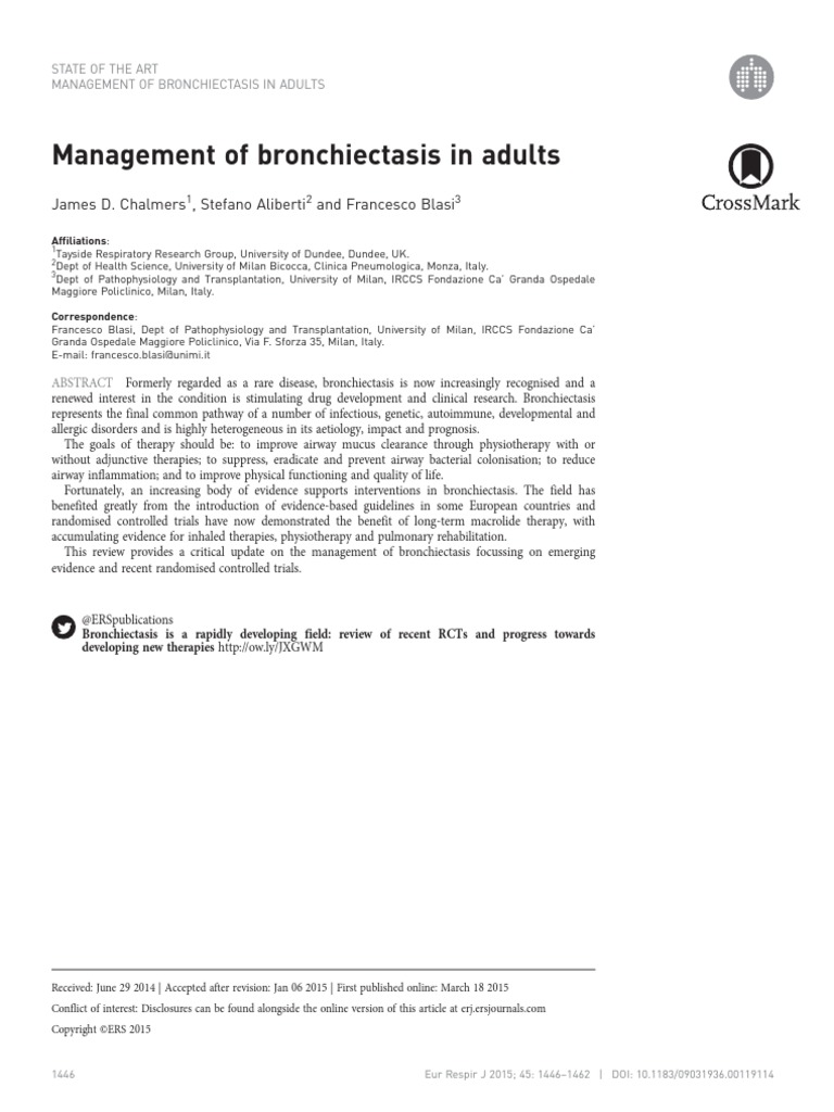 Management of Bronchiectasis in Adults | PDF | Chronic Obstructive ...