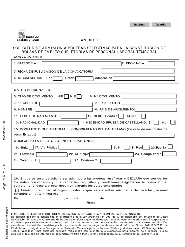 Solicitud JCYL | PDF
