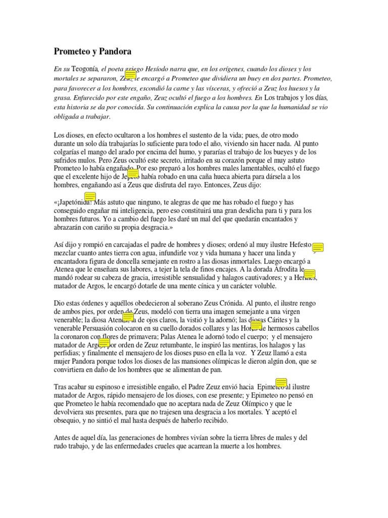 Prometeo y Pandora | PDF | Prometeo | Mitología griega