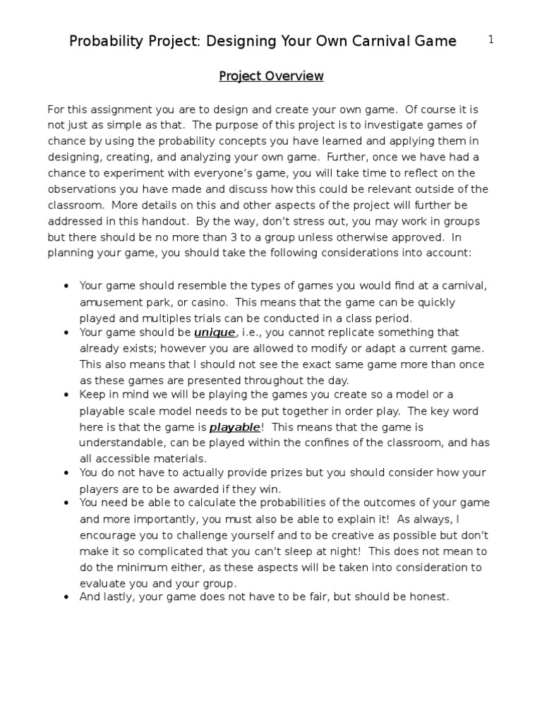 Probability Project | PDF | Probability | Experiment