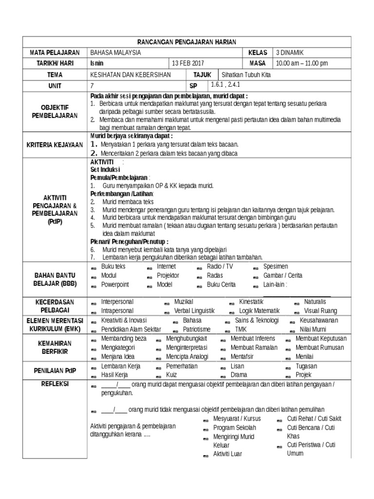 Minggu Ke-7 RPH BM Tahun 3 | PDF