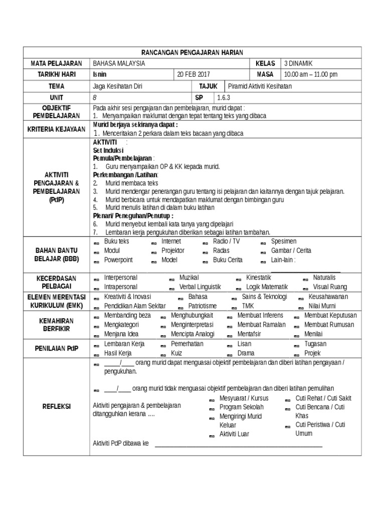 RPH BM Tahun 3 | PDF