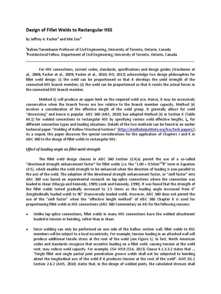TECHNICAL PAPER03 2015 Design of Fillet Welds To Rectangular HSS ...