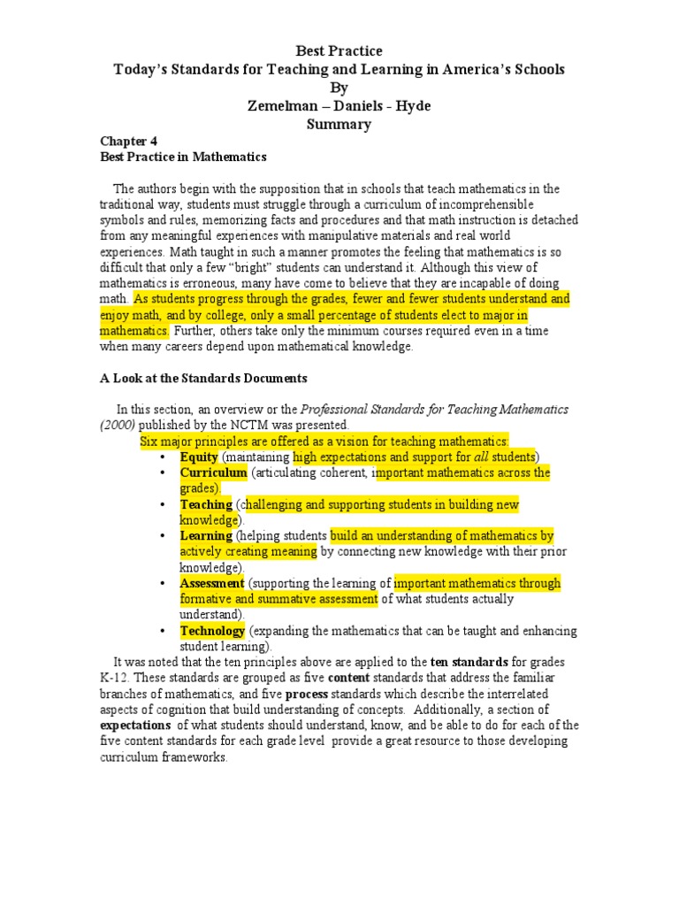 Best Practices for Teaching Mathematics | PDF | National Council Of ...