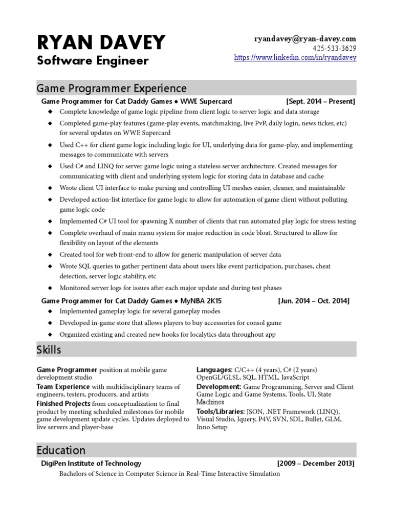 Ryan Davey Resume7 | PDF | User Interface | Language Integrated Query