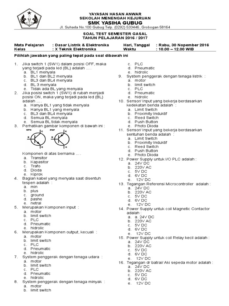 Soal Kejuruan X Tav | PDF
