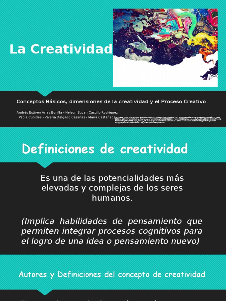Dimensiones y Proceso de la Creatividad | PDF | Creatividad | Conceptos ...