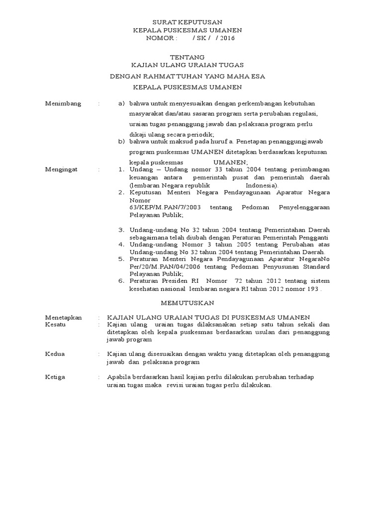 5.3.3.1 SK KAJIAN ULANG URAIAN TUGAS - Do | PDF