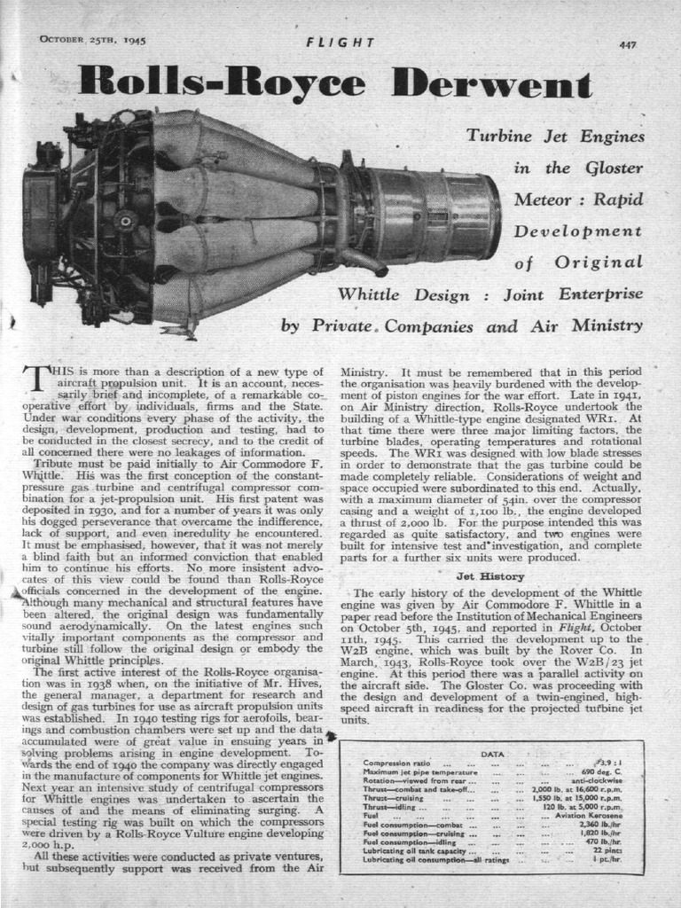 Rolls Royce Derwent | PDF | Jet Engine | Turbine