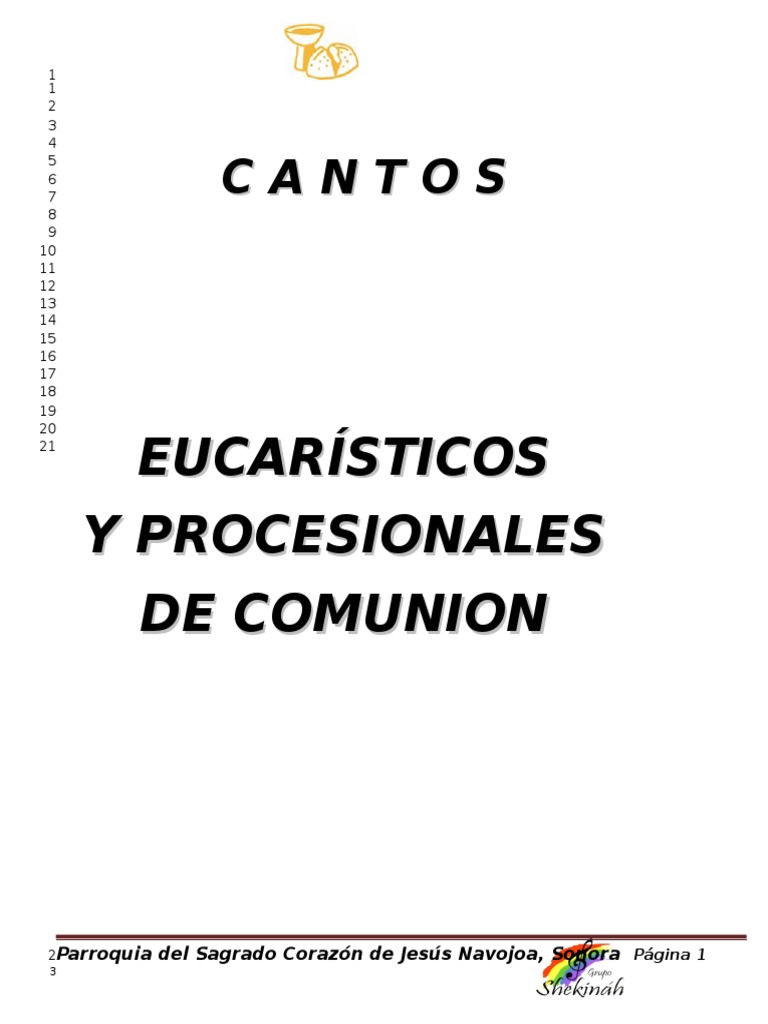 Cantos Eucarísticos Pdf Eucaristía Cristo Título