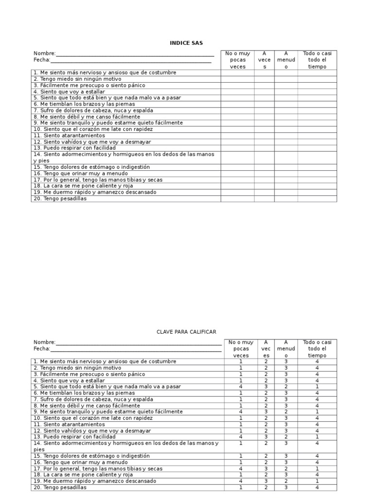 Evaluación de síntomas de ansiedad: Cuestionario de auto-informe del ...