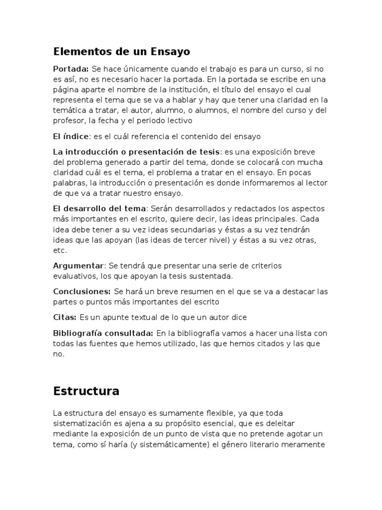 Elementos de Un Ensayo | PDF | Ensayos | Science