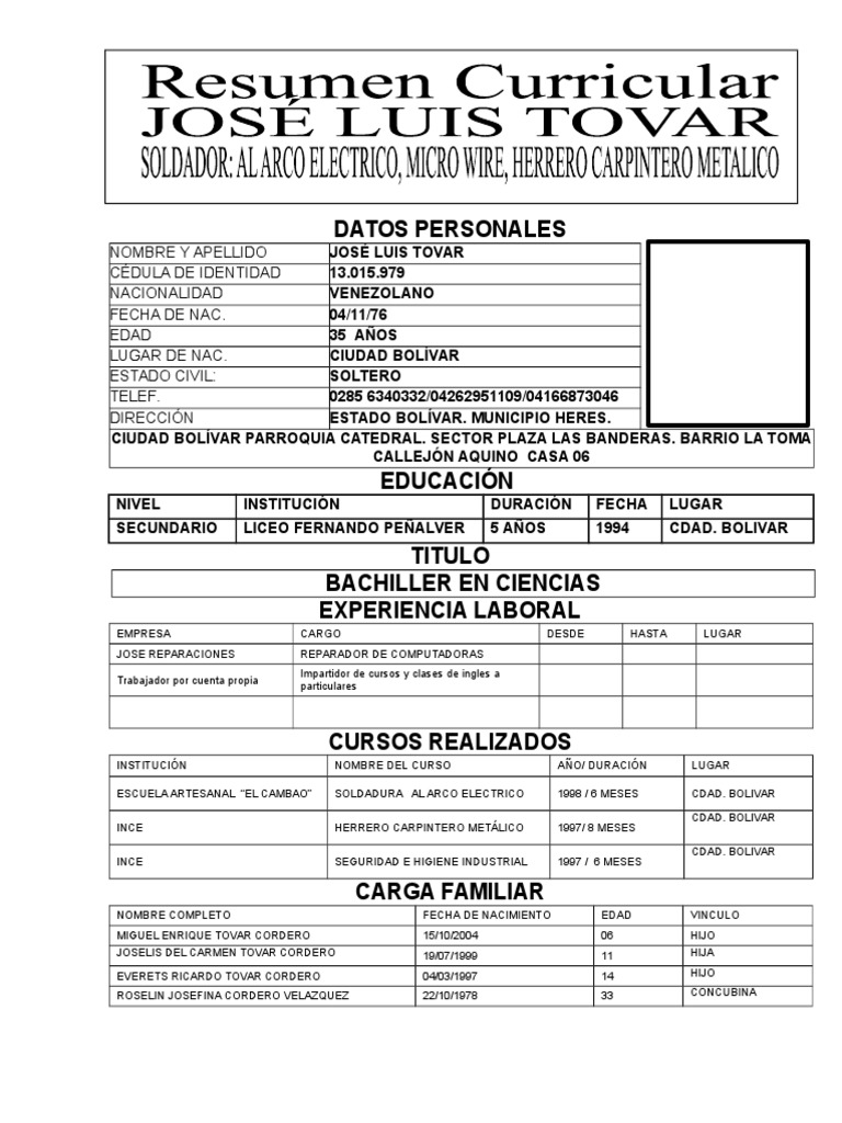 Modelo Resumen Curricular | PDF | Gobierno | Justicia