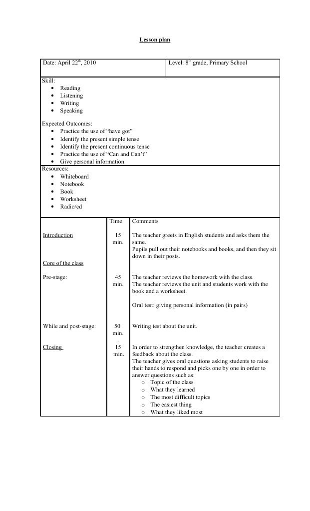8th Grade English Lesson Plan | PDF