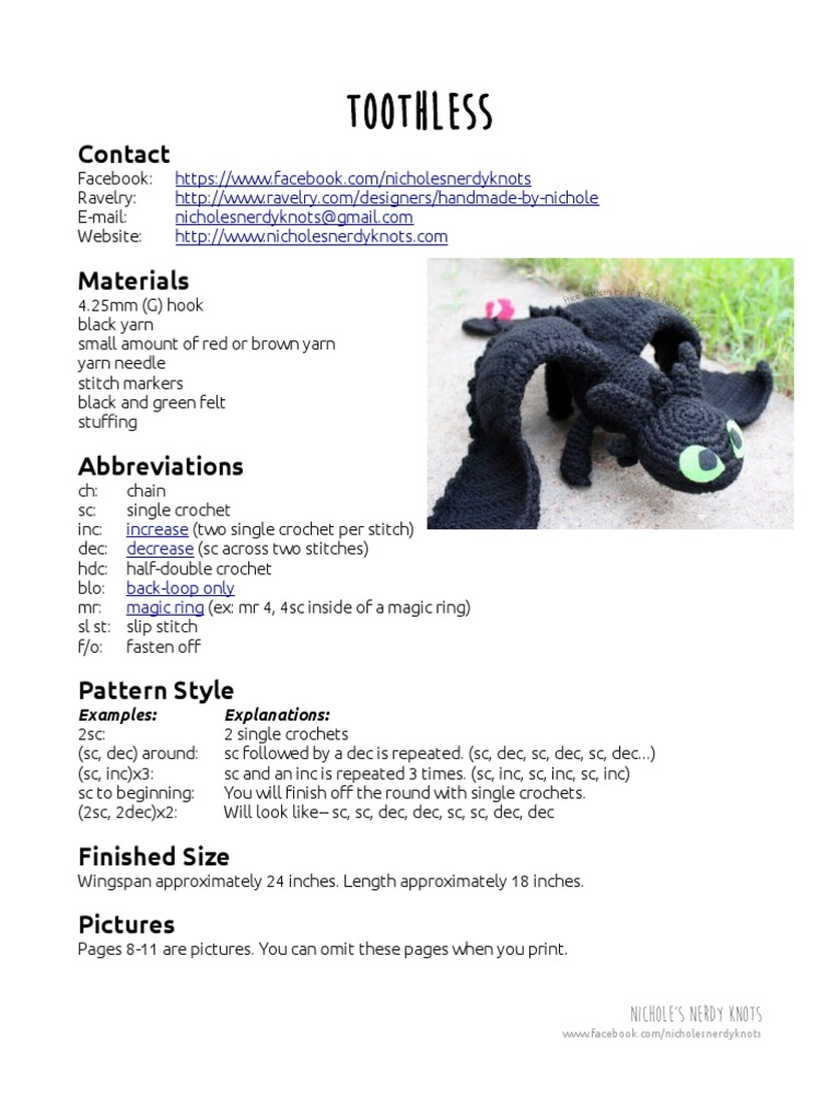 Toothless | PDF | Crochet | Sewing
