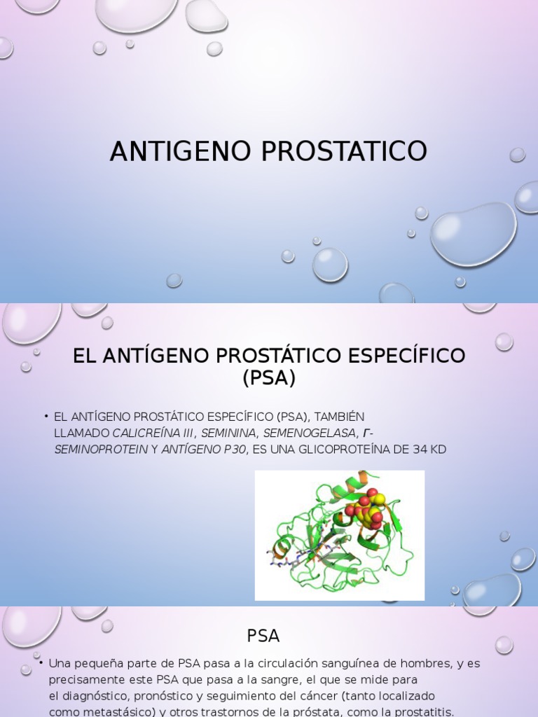 Antígeno prostatico | Antígeno específico de la próstata | Medicina CLINICA