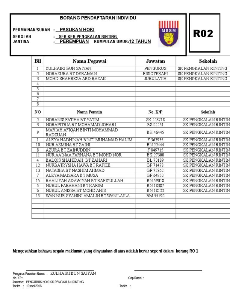 Borang Ro2 2 | PDF