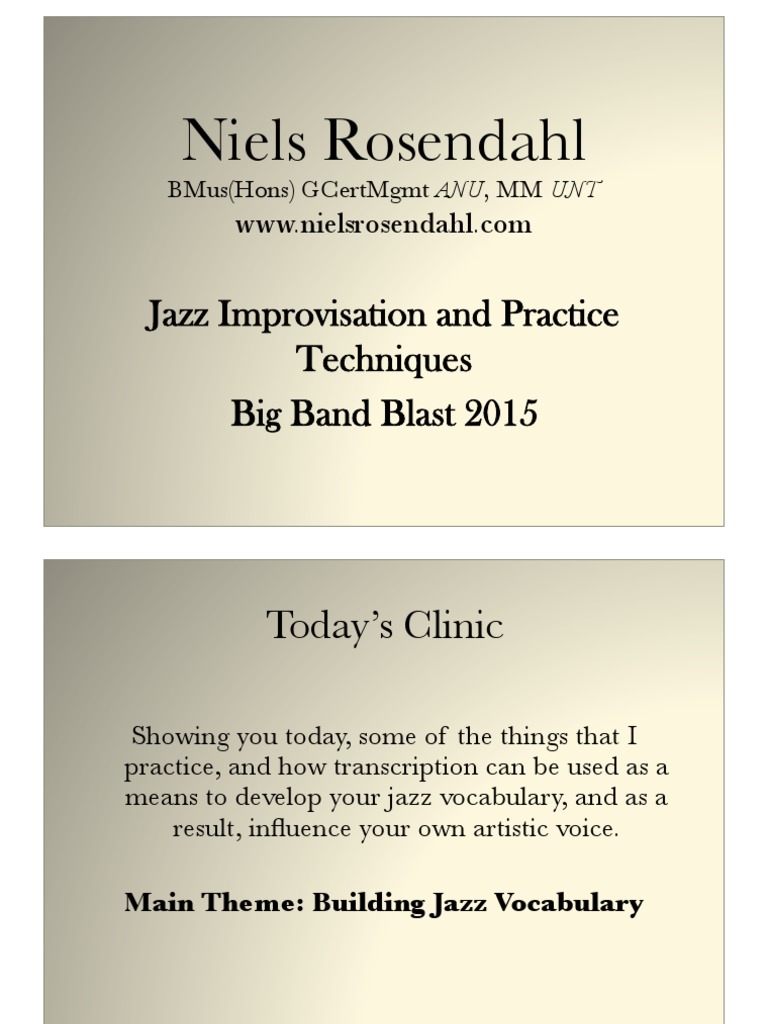 Developing a Jazz Language: A Guide to Building Vocabulary Through ...