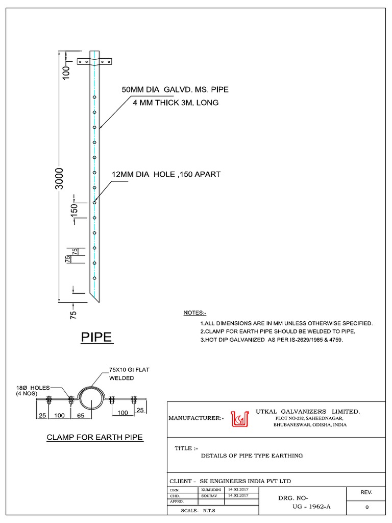 Pipe Type Earthing Drgs | PDF