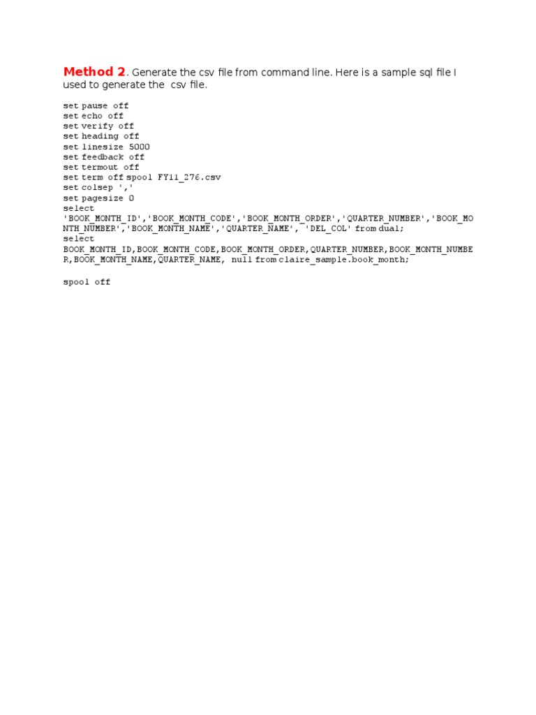 Generate The CSV File From Command Line | PDF