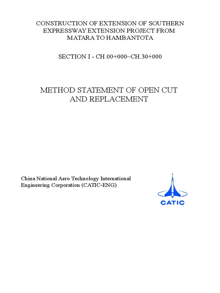 Open Cut Excavation Method Statement | PDF | Road | Excavation ...