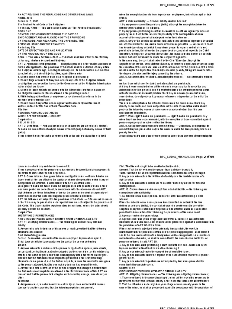 Codal RPC Printing | Download Free PDF | Felony | Pardon