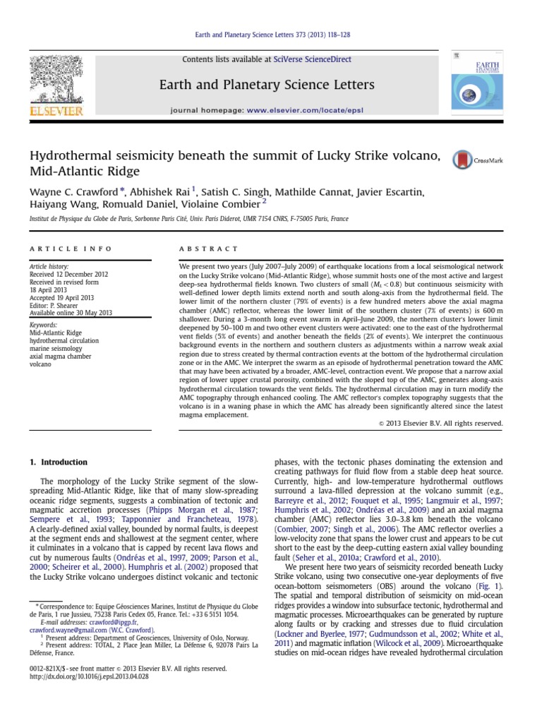 Earth and Planetary Science Letters | PDF | Earthquakes | Volcano