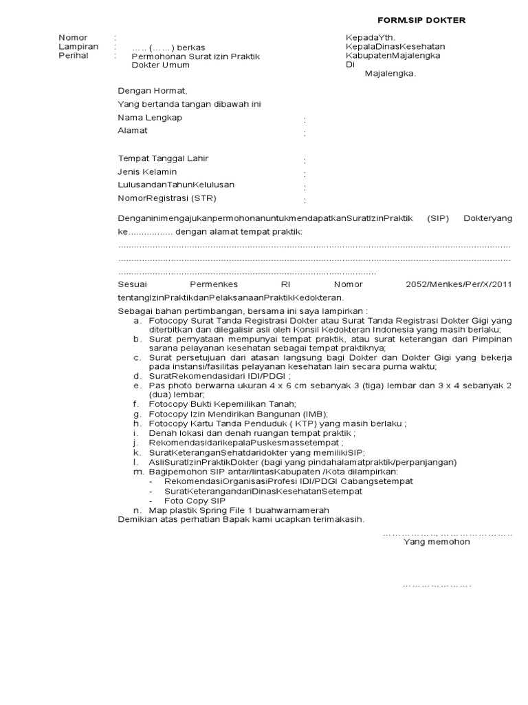 Form SIP Dokter | PDF
