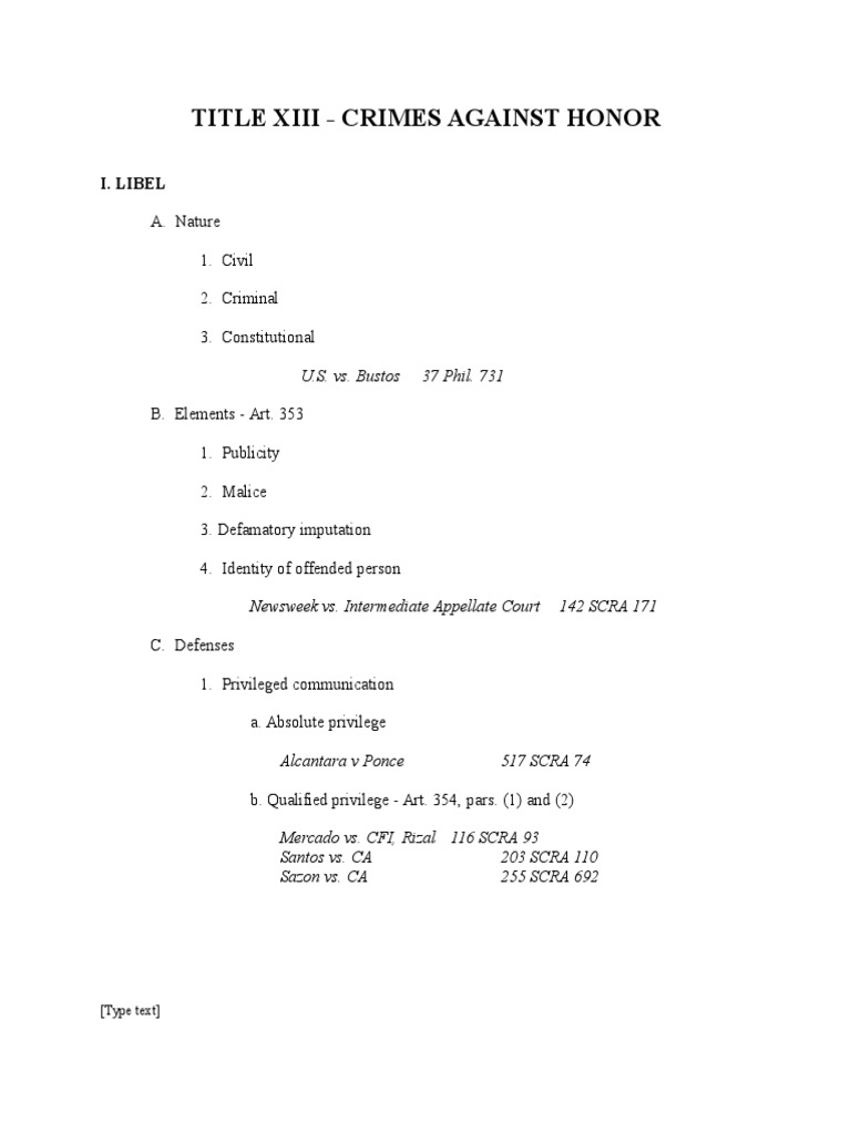 Libel Outline | PDF
