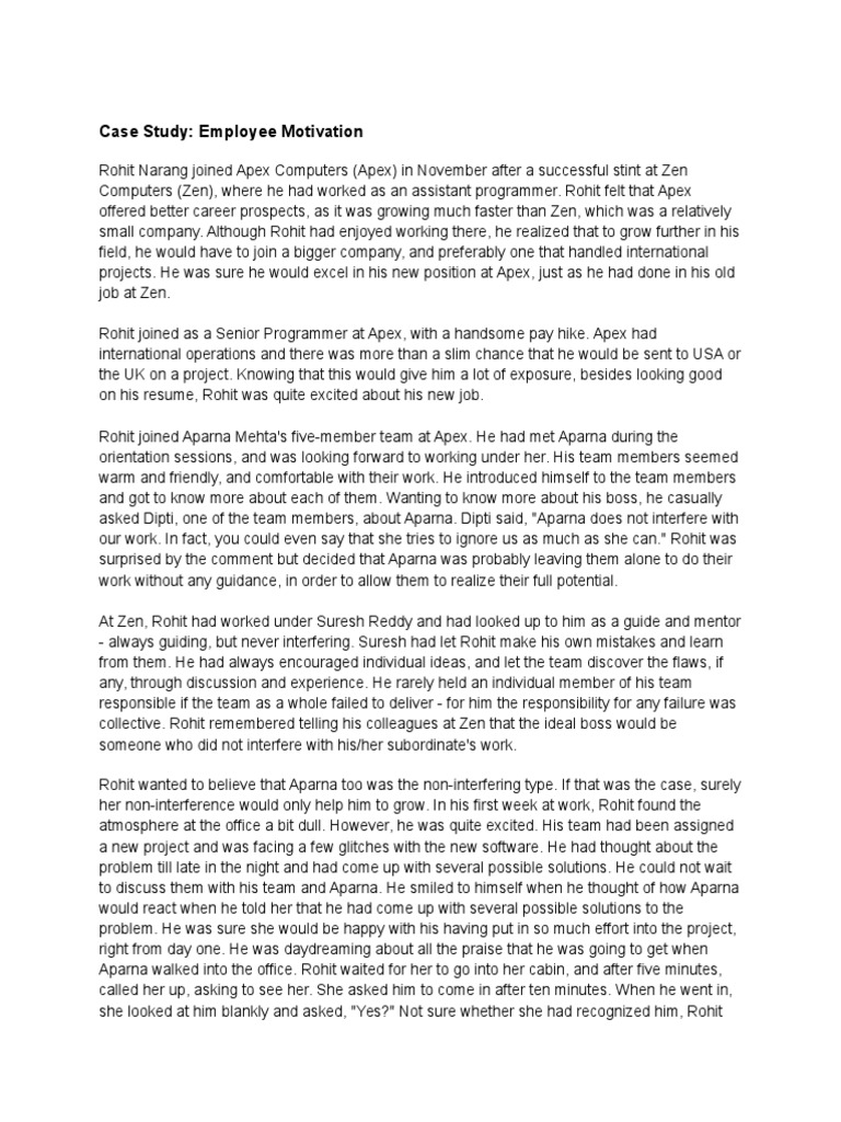 Case Study Motivation | PDF | Motivation | Motivational