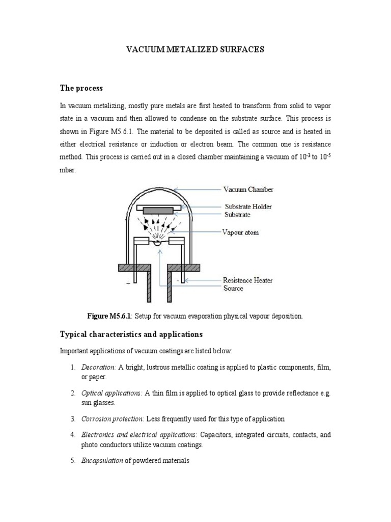 Vacuum Metalizing Process Overview | PDF