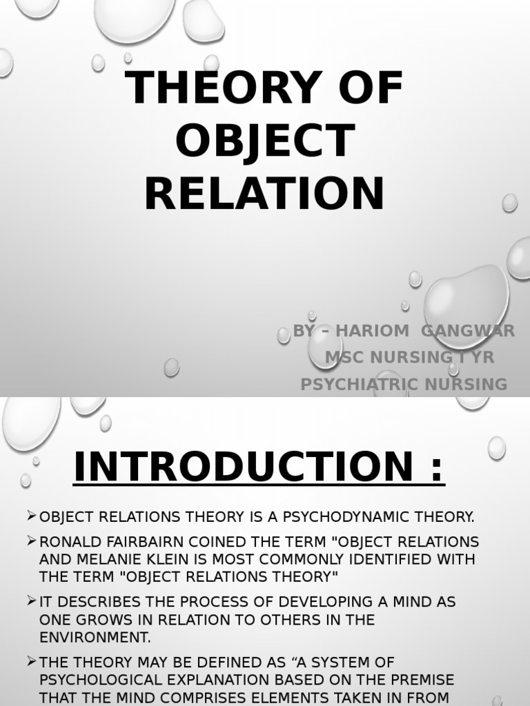 Theory of Object Relation | PDF | Object Relations Theory | Metaphysics Of Mind