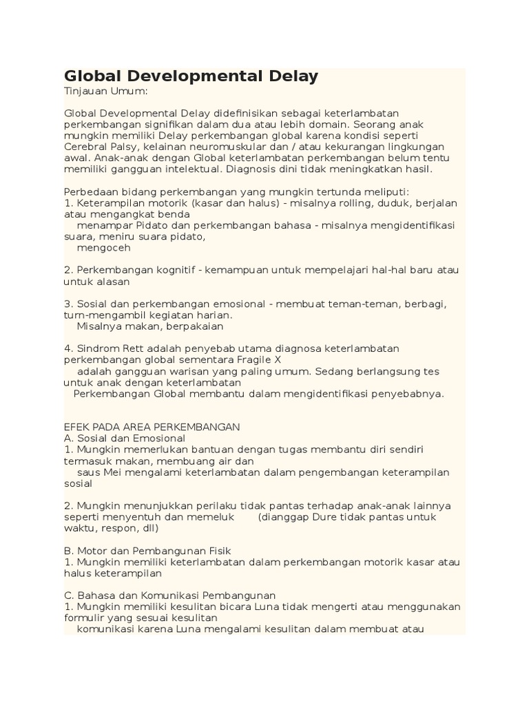 Global Developmental Delay (GDD) 2 | PDF