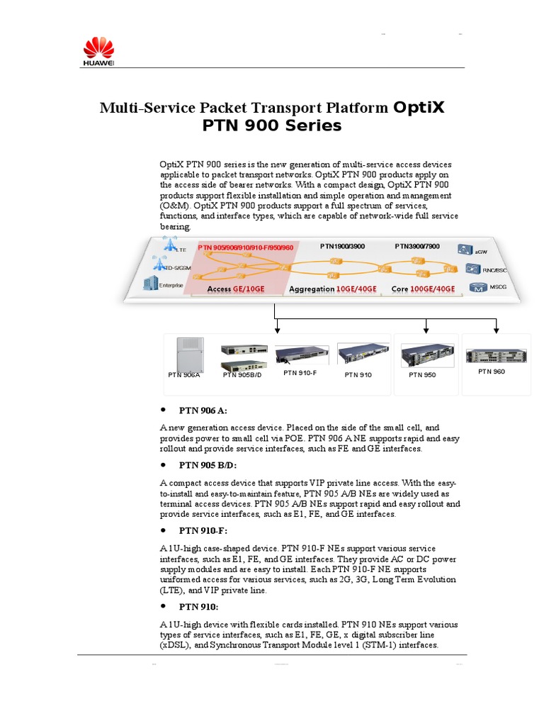 OptiX PTN 900 Series Overview | PDF | Computer Network | Network ...