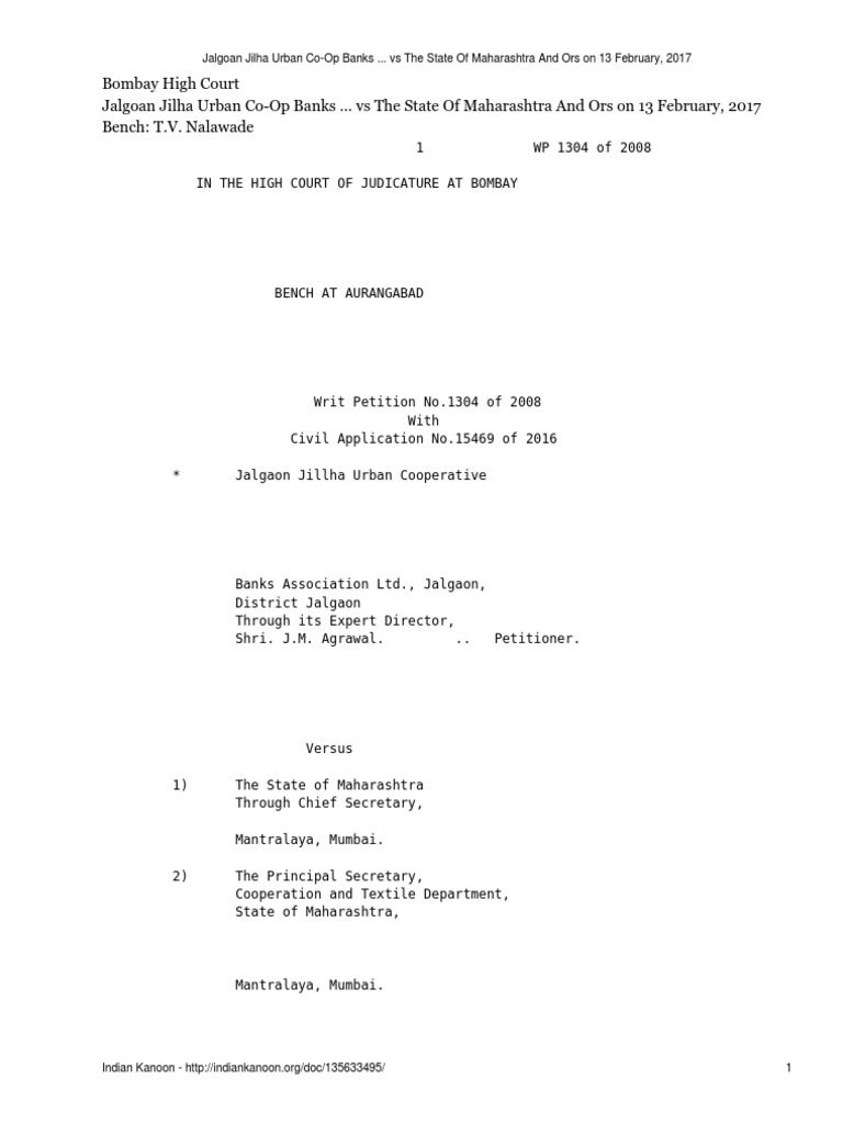 Cooperative Societies High Court Order | PDF | Reserve Bank Of India ...