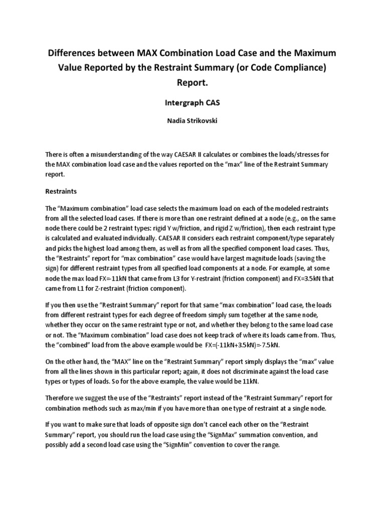 CAESAR II MAX Combination LoadCase | PDF | Stress (Mechanics) | Areas ...