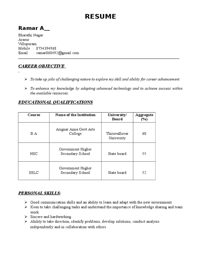 Ram Resume | PDF
